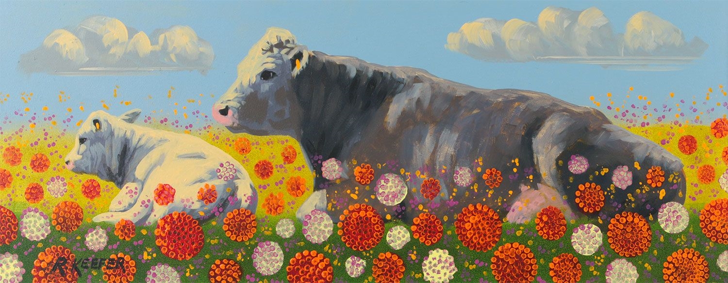 Ronald Keefer | CATTLE AMONG THE FLOWERS | MutualArt
