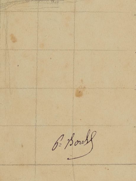 Paul Borel | Dessin figurant une femme nue, esquisse pour une fresque ...