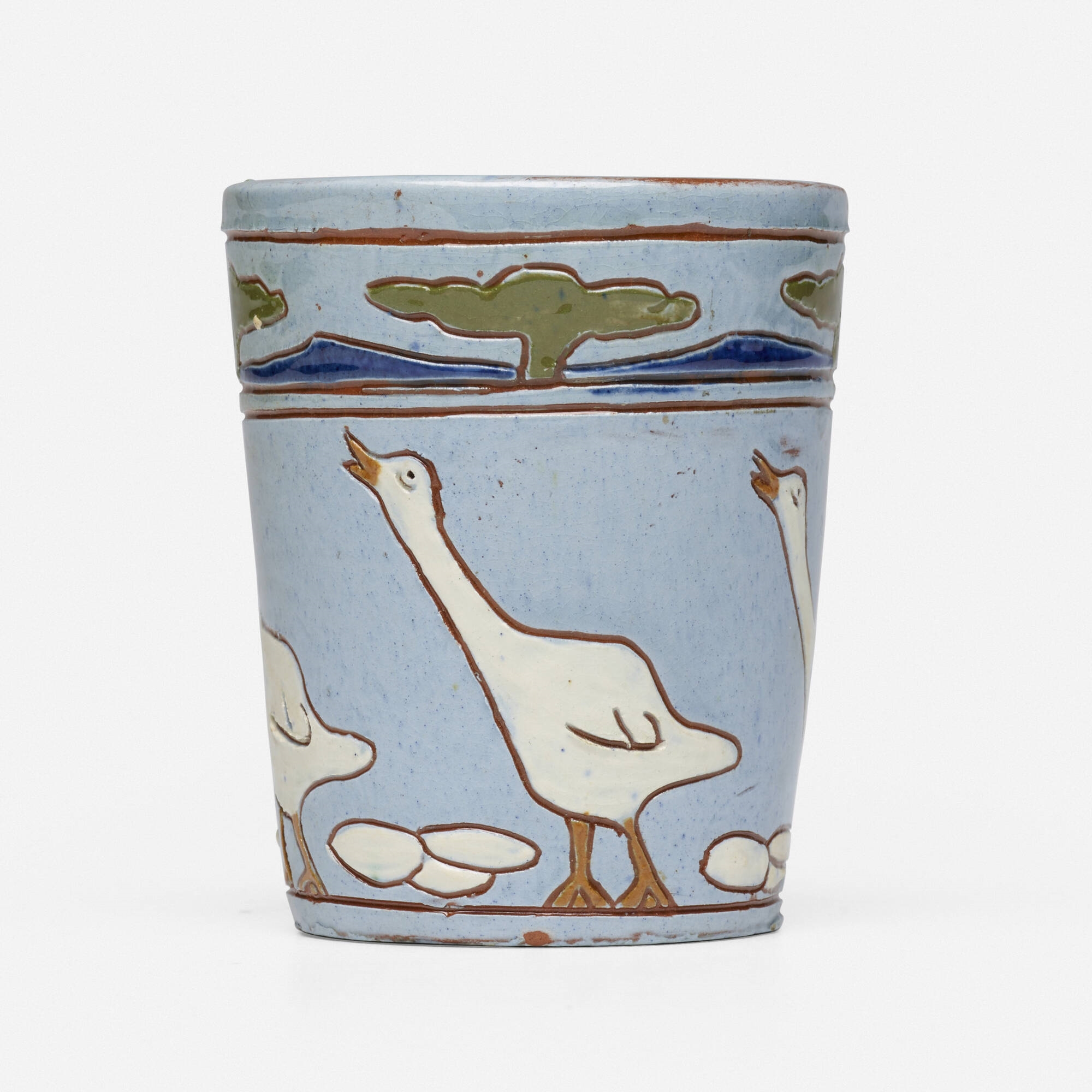 Frederick Hurten Rhead | Vase with geese and eggs (1908 - 1909) | MutualArt