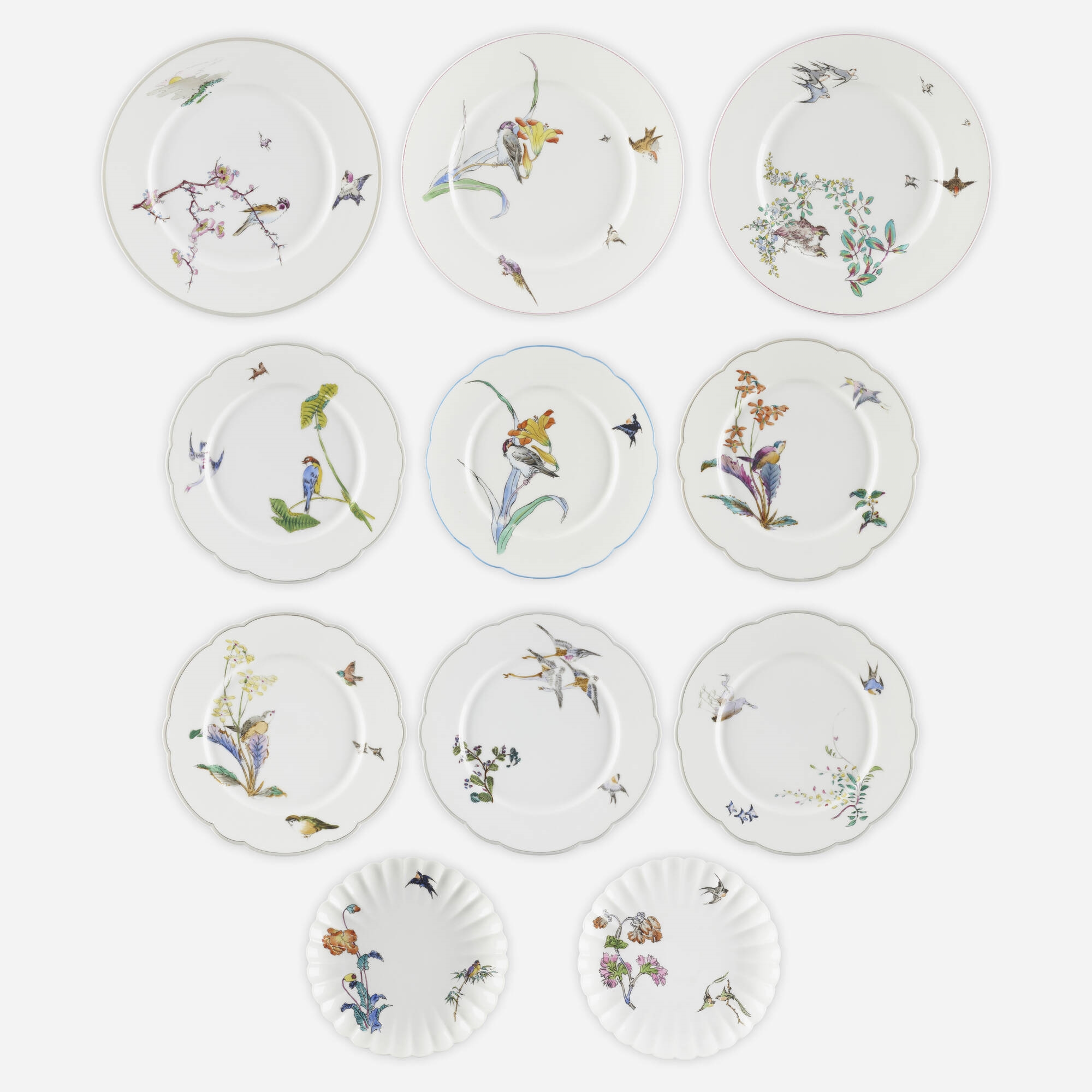 Felix Bracquemond | Eleven plates from the Service fleurs et oiseaux ...