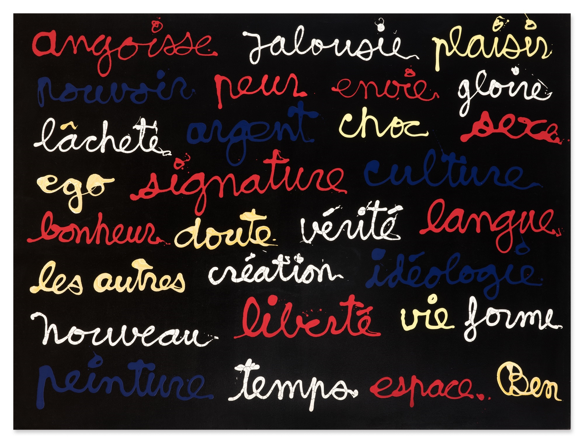 Ben Vautier | Angoisse jalousie plaisir pouvoir | MutualArt