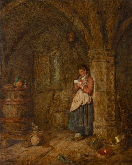 Alfred Provis | Interior scene of a young maiden reading | MutualArt