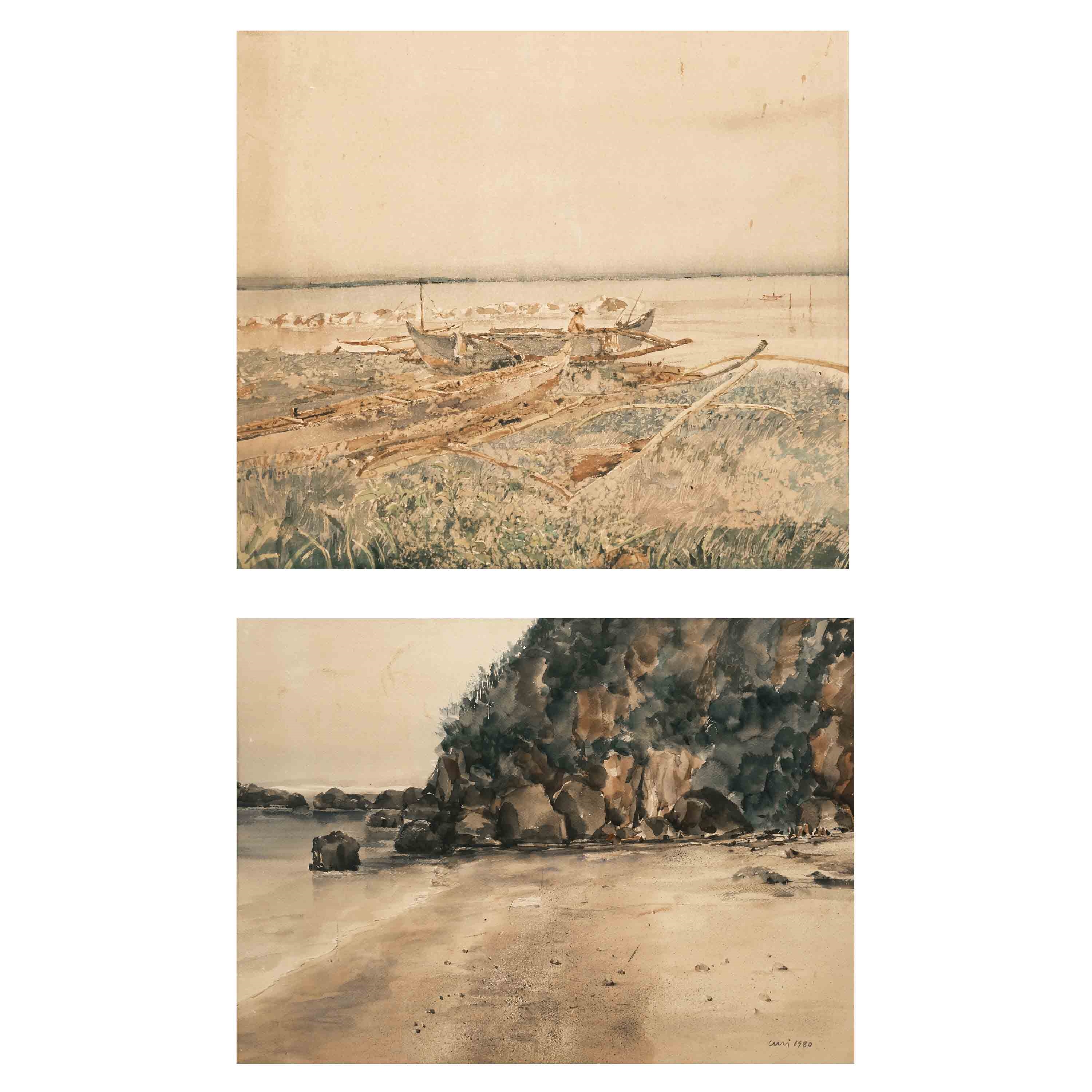 Rafael Cusi | a.) Seascape b.) Beach with Rocks (1980) | MutualArt