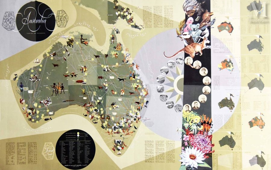 Max Robinson | Australia Autralie very nice map with all cultures (1959 ...