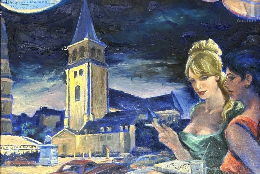 Jacques Leclerc | Saint Germain des Près et les Deux Magots Oil on ...