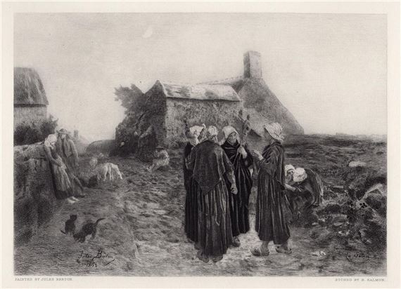 Jules Breton | Evening in the Hamlet of Finistere (1883) | MutualArt