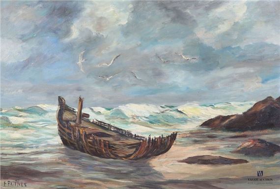 Fred Pailhes | Shipwreck stranded on the beach | MutualArt