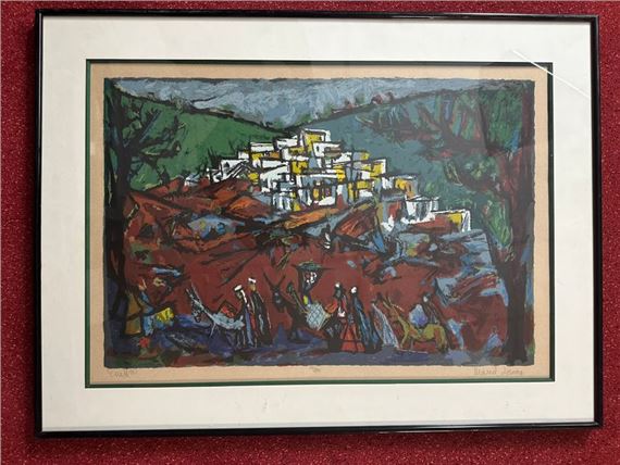 Marcel Janco | Marcel JANCO (1895-1984) Village on the hill Lithograph ...