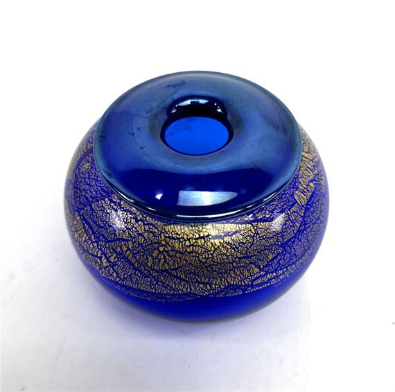 Alan Fox | Colbalt & Gold Speck Globular Bud Vase | MutualArt