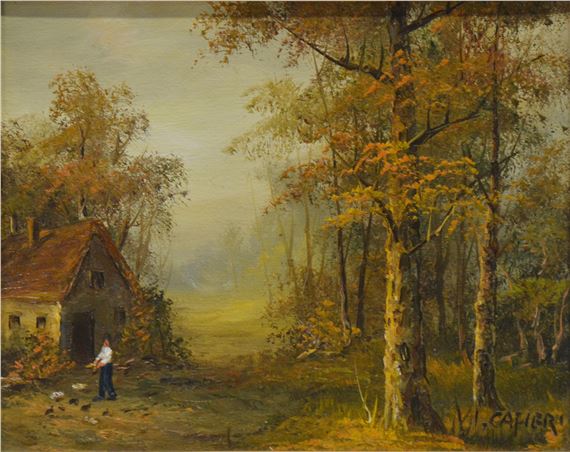 Irene Cafieri | Figure in a woodland landscape (Early 20th Century ...