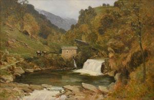 Marco Calderini | Landscape with mill and waterfall | MutualArt