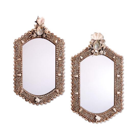 Anthony Redmile | Y A PAIR OF LARGE SHELL ENCRUSTED MIRRORS ATTRIBUTED ...