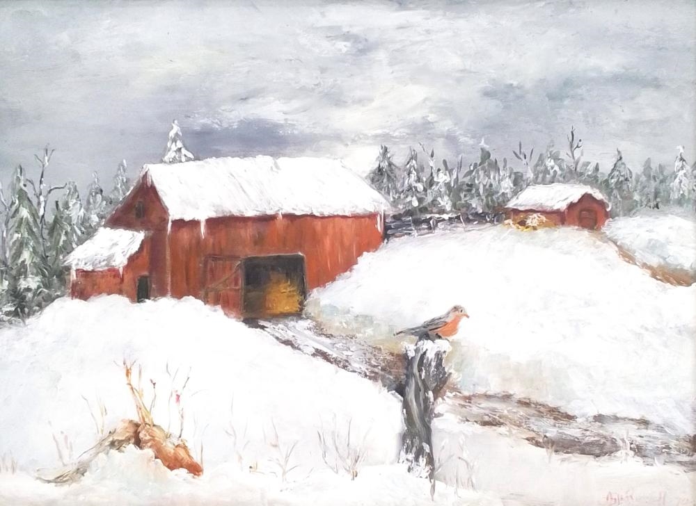 Jill Russell | Jill Russell Winter Landscape Oil On Wood Panel | MutualArt