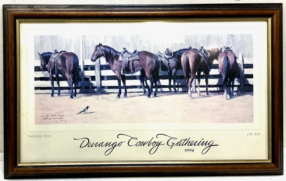 Jim Rey | Jim Rey Signed 'Taking Five' Durango Cowboy Print | MutualArt