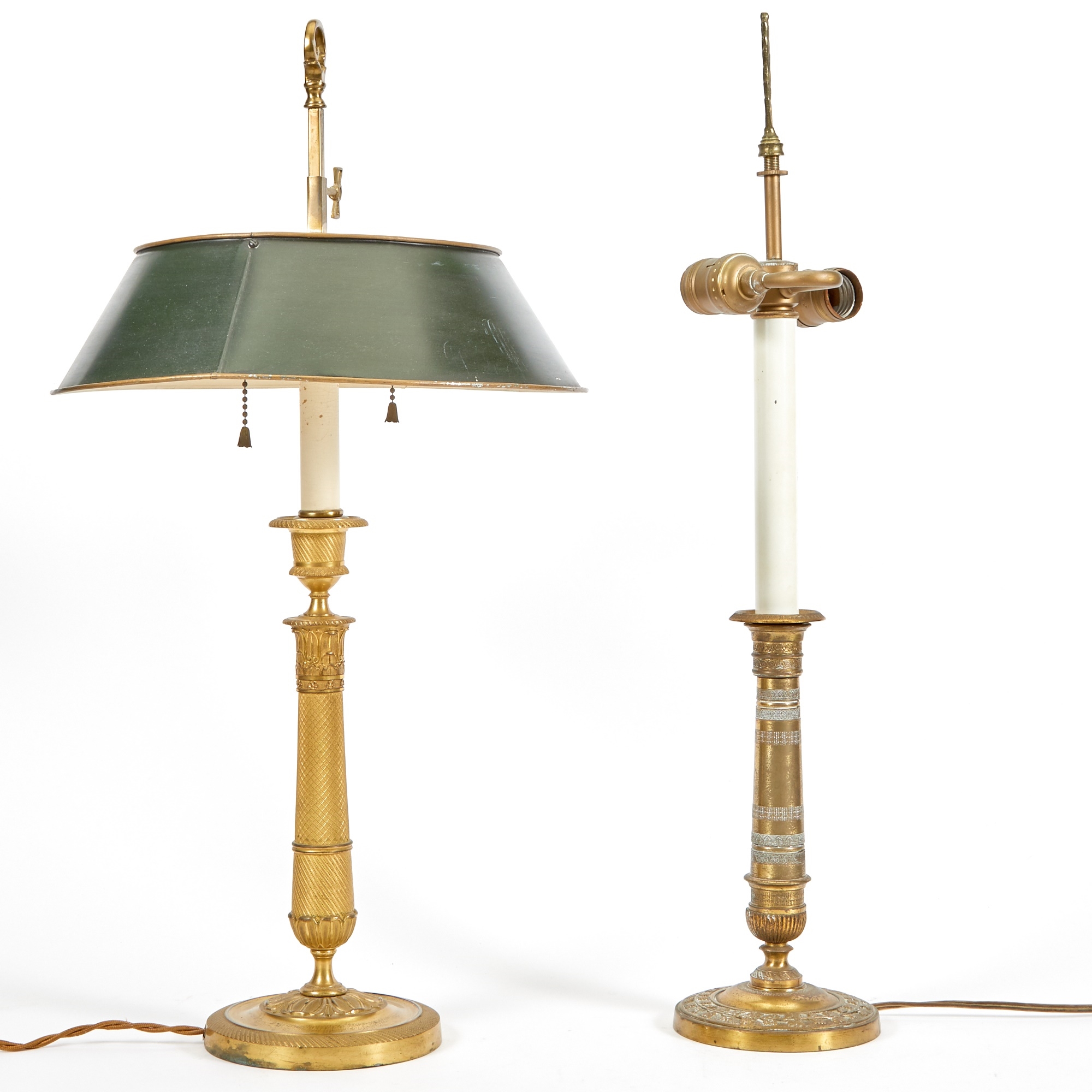 Charles X | Two Charles X Style bronze candlestick lamps | MutualArt