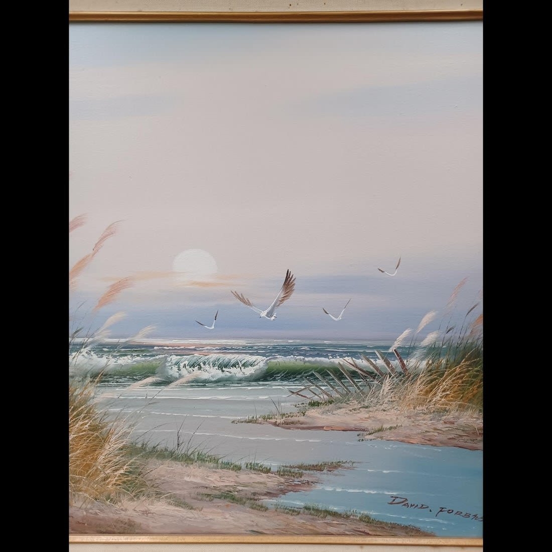 David Forbes | Oil On Canvas Beach Scene Painting Signed David Forbes ...