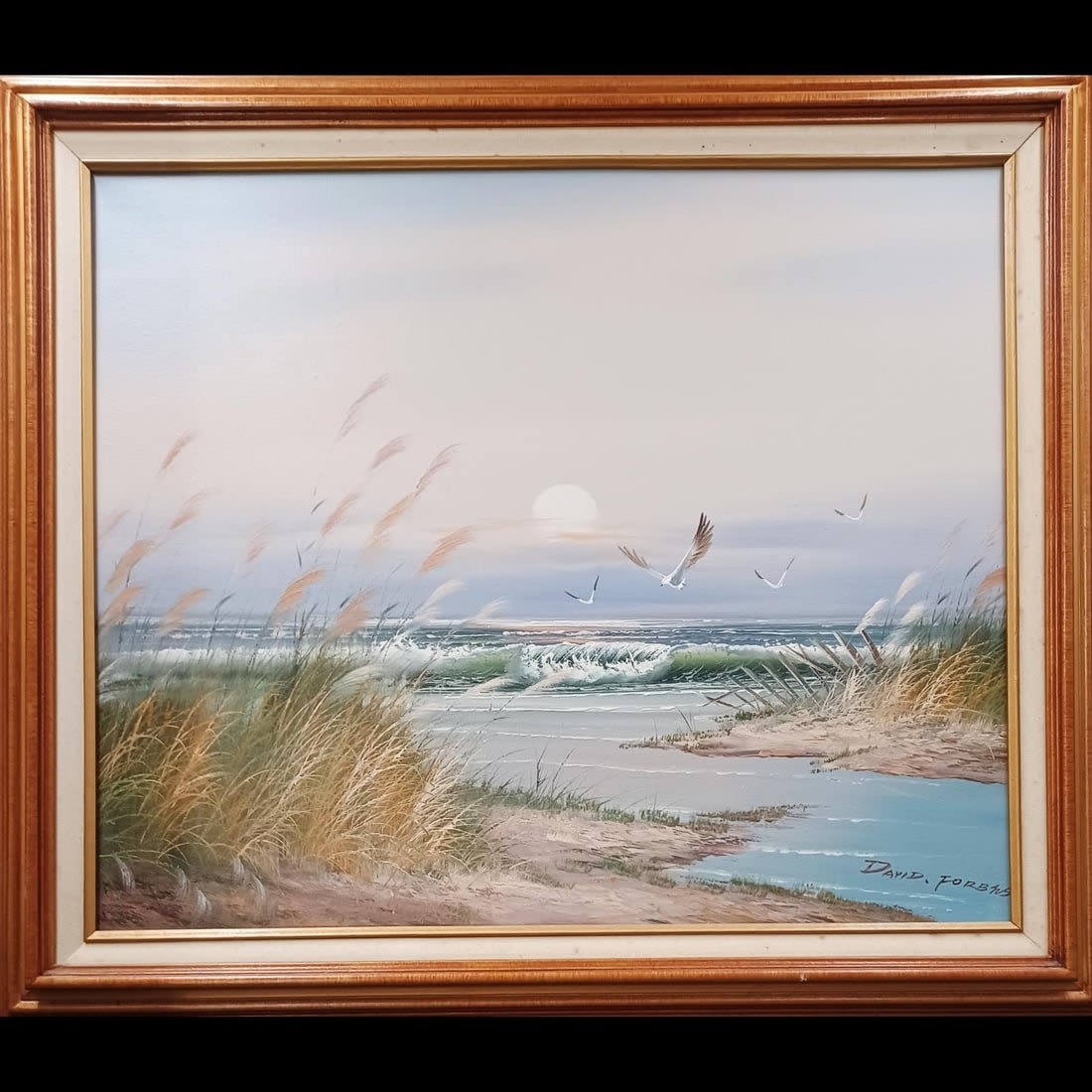 David Forbes | Oil On Canvas Beach Scene Painting Signed David Forbes ...