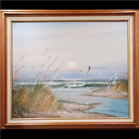 David Forbes | Oil On Canvas Beach Scene Painting Signed David Forbes ...