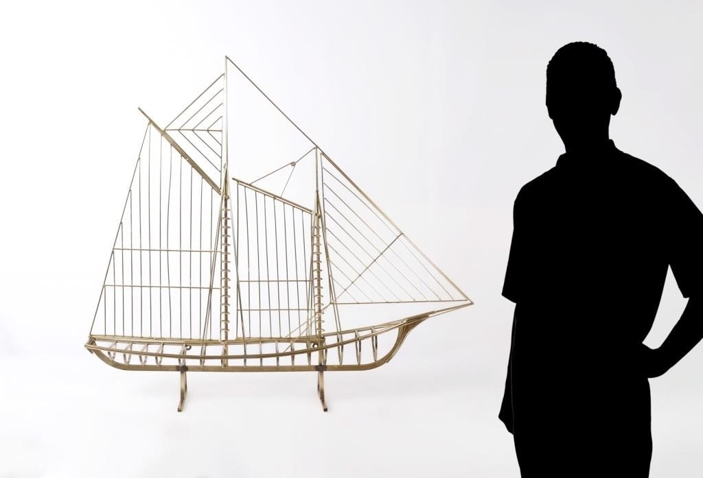 Curtis Jeré | CURTIS JERE METAL SAILBOAT SCULPTURE (1976) | MutualArt