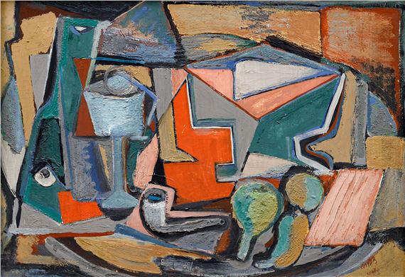 Emil Filla | Still Life with Pipe and Tray (1925) | MutualArt