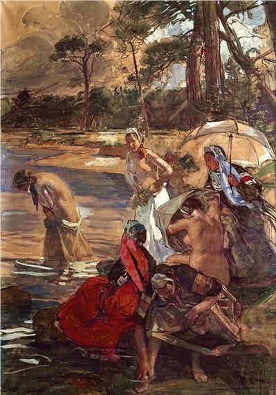 Lucien Joseph Simon | Bain en Bretagne (Circa 1909) | MutualArt
