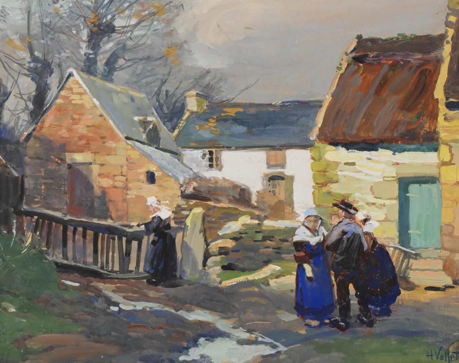 Henri Emile Vollet | Cour de ferme animée | MutualArt