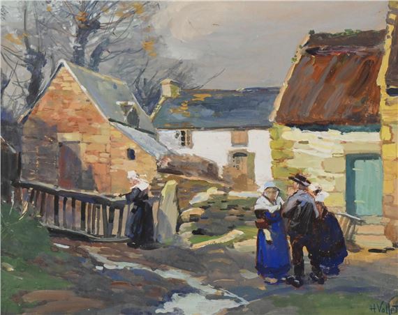 Henri Emile Vollet | Cour de ferme animée | MutualArt