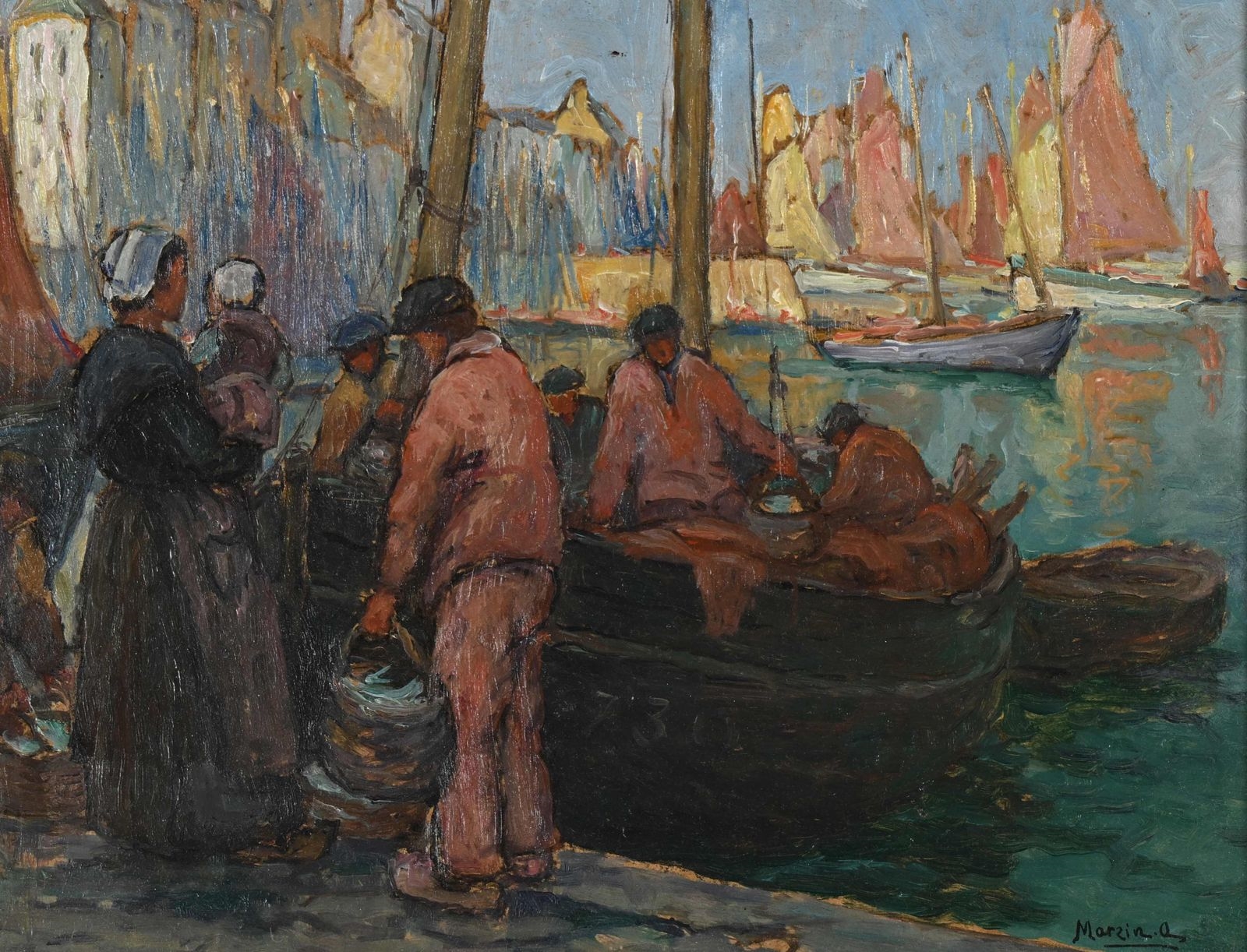 Alfred Marzin | Le retour des pêcheurs à Douarnenez | MutualArt