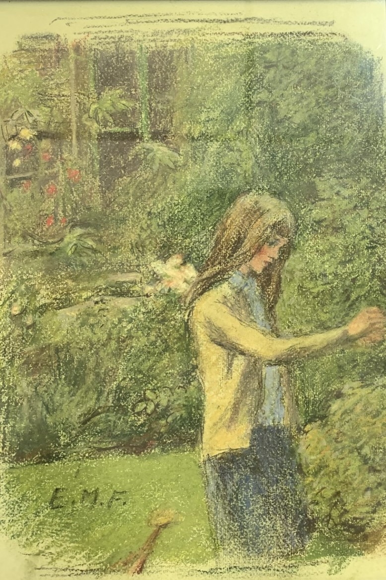 Maurice Feild | A young girl in a garden setting | MutualArt