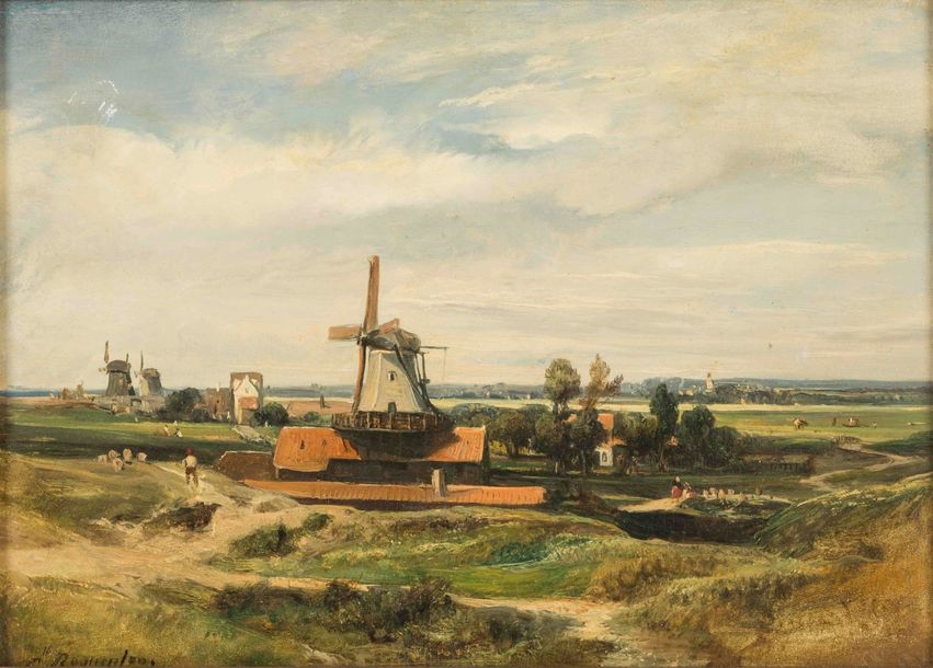 Camille Joseph Etienne Roqueplan | Paysage des Flandres (1855) | MutualArt
