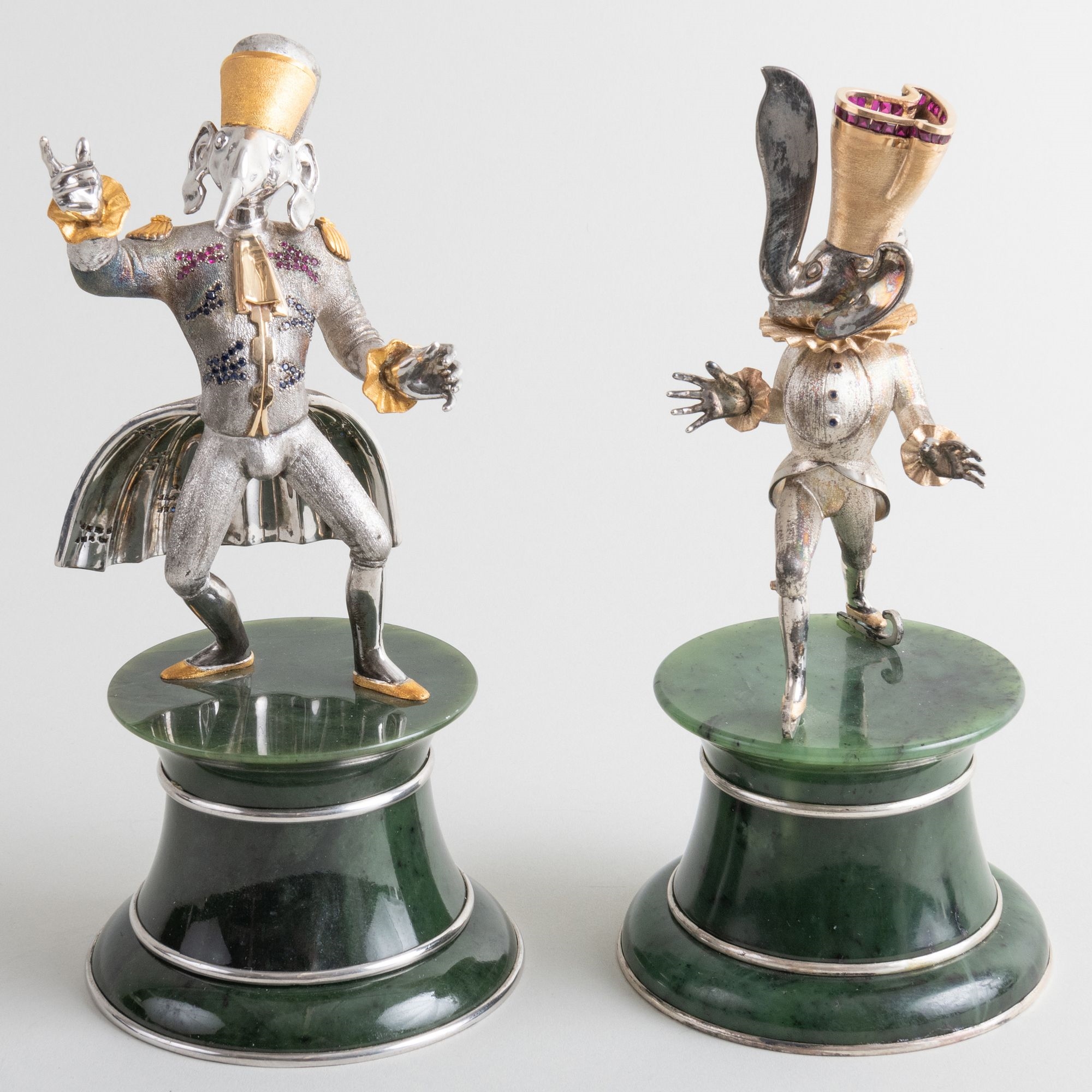 Mikhail Chemiakin | Group of Three Sterling Silver, Gold and Serpentine ...