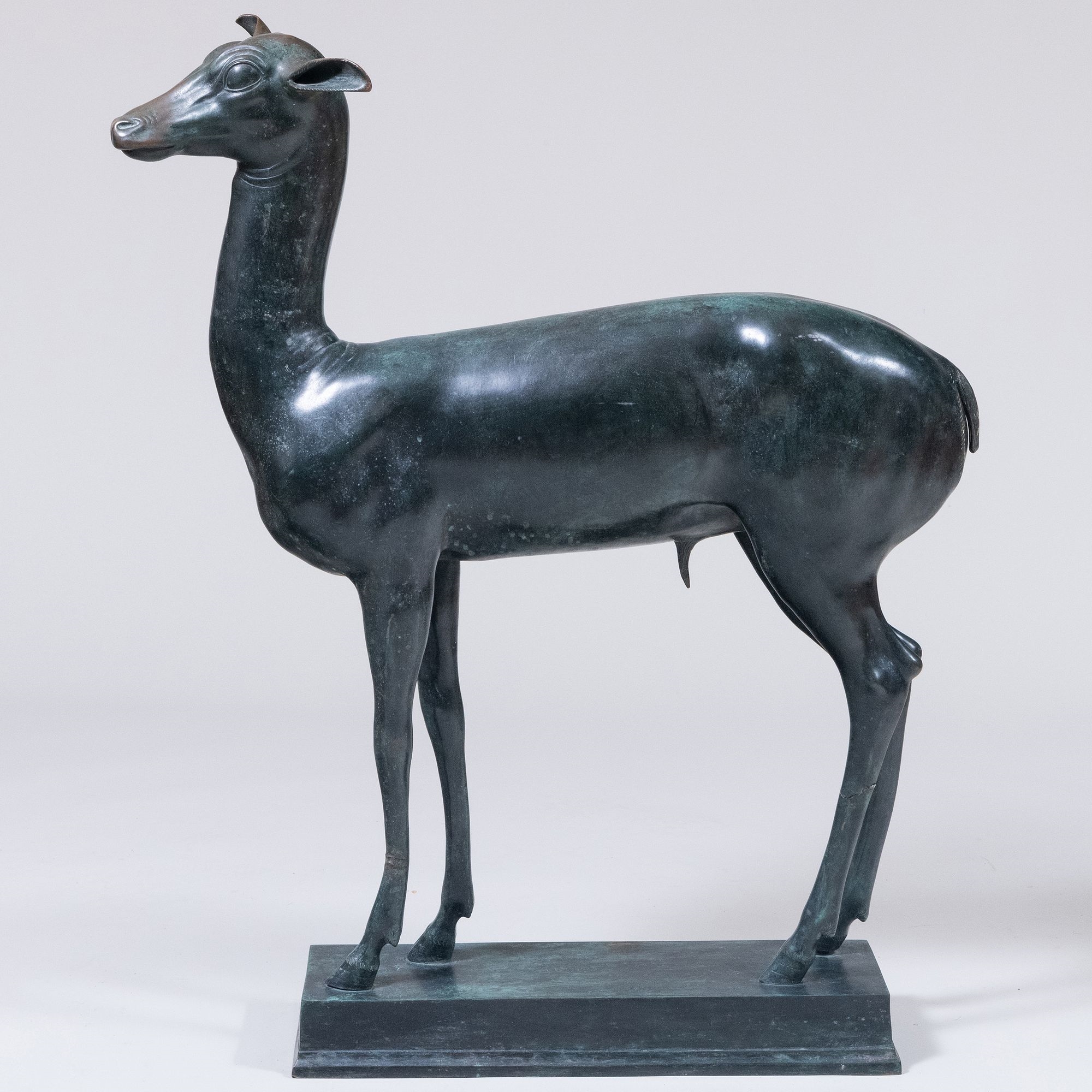 Continental School | Continental Green Patinated-Bronze Figure of a ...