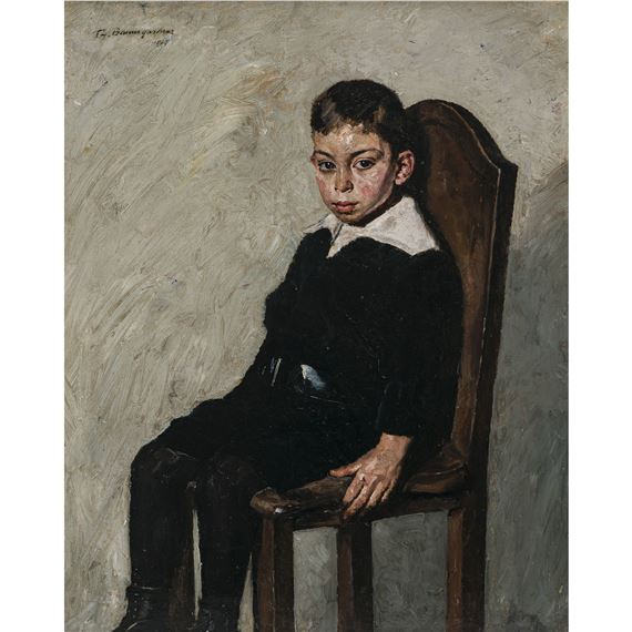 Thomas Baumgartner | Portrait of a seated boy (1917) | MutualArt