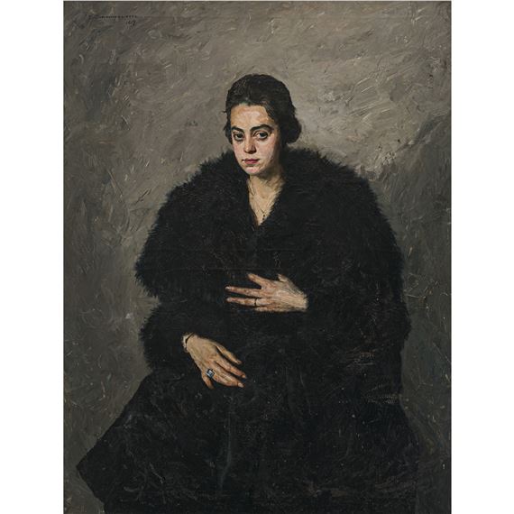 Thomas Baumgartner | Portrait of a lady in fur (1917) | MutualArt