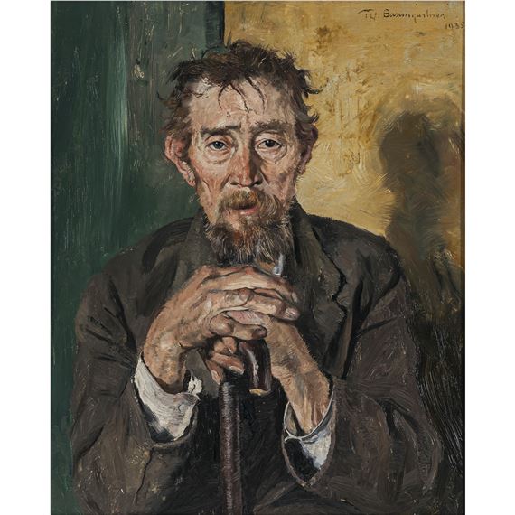 Thomas Baumgartner | Old man with cane (1935) | MutualArt