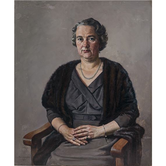 Thomas Baumgartner | Seated lady with fur stole (1959) | MutualArt