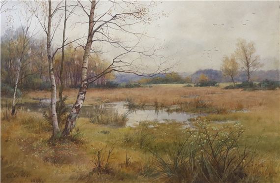 Charles Edward Wilson | Landscape with birch trees (1889) | MutualArt