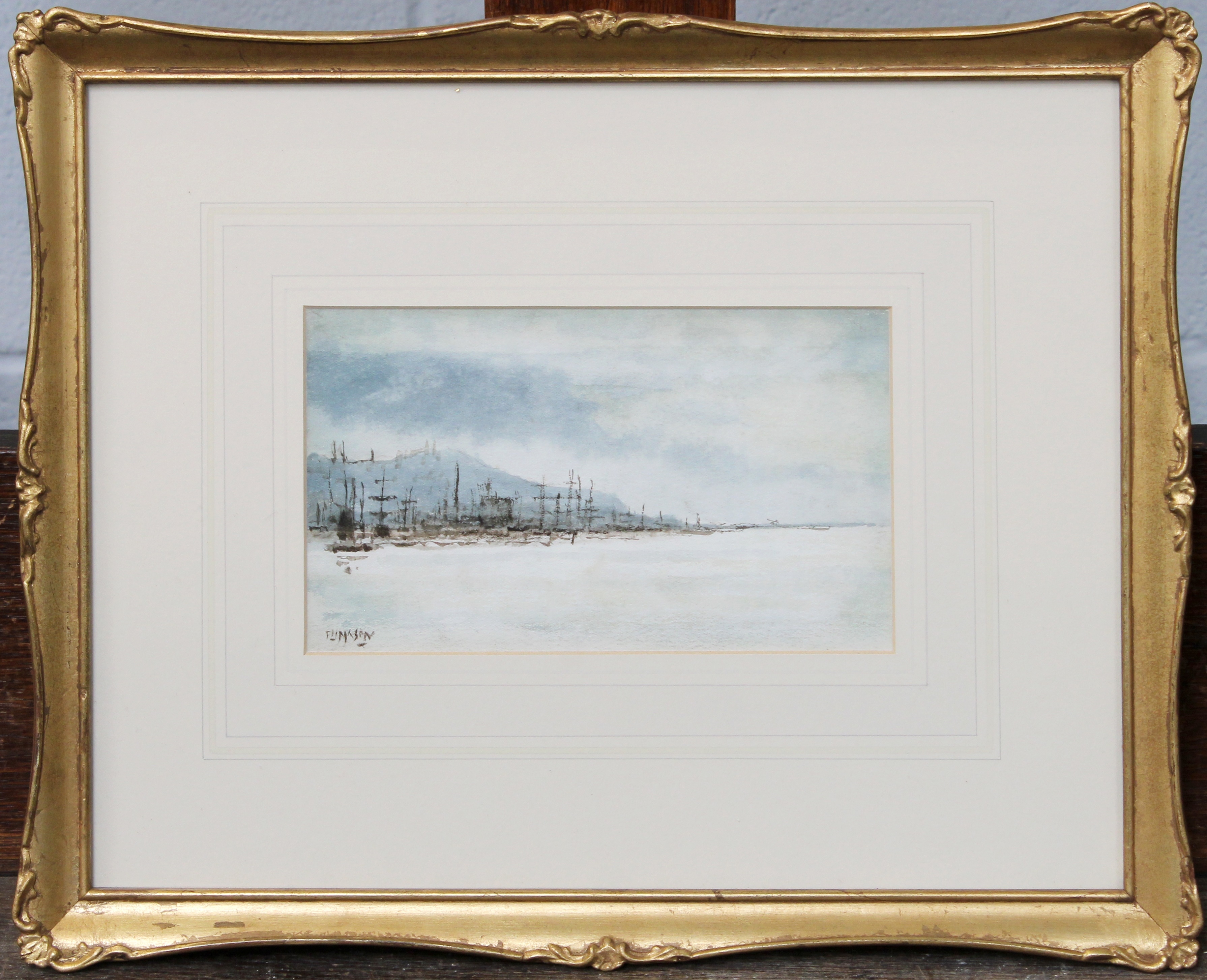 Frank Henry Mason | Masted ships in a harbour | MutualArt