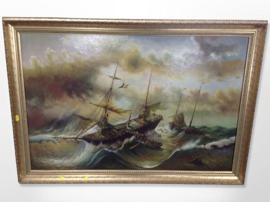 T. Slowsky | Sailing ships in rough seas | MutualArt