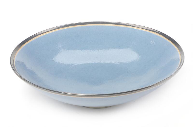 Ruth Lorentzen | A large, footed, circular stoneware dish, decorated ...