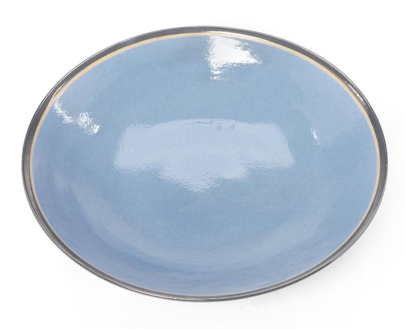 Ruth Lorentzen | A large, footed, circular stoneware dish, decorated ...