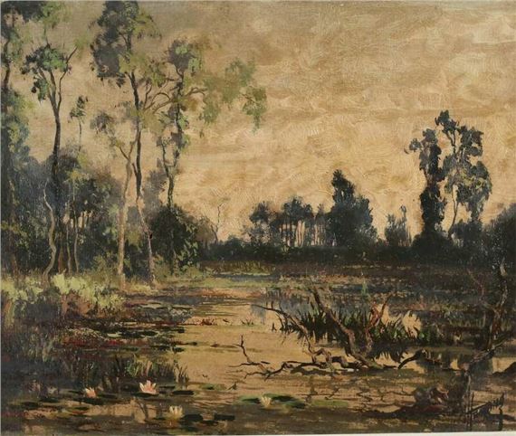 Marcel Harang | Marcel Harang Oil on Canvas River Landscape | MutualArt