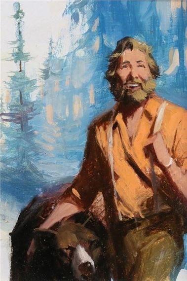 Robert E. Schulz | Robert Schulz Oil on Board Grizzly Adams | MutualArt