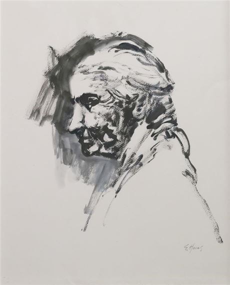 Edwin Havas | Edwin Havas Ink Wash Portrait of Georgia O'Keeffe | MutualArt