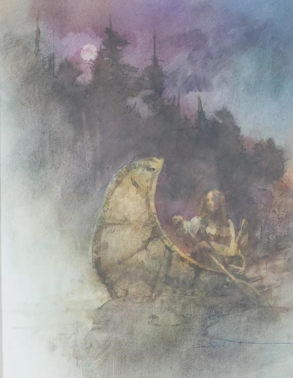 Robert Crofut | Bob Crofut Mixed Media Native American Woman | MutualArt