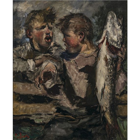 Paul Mathias Padua | Two boys with fish | MutualArt