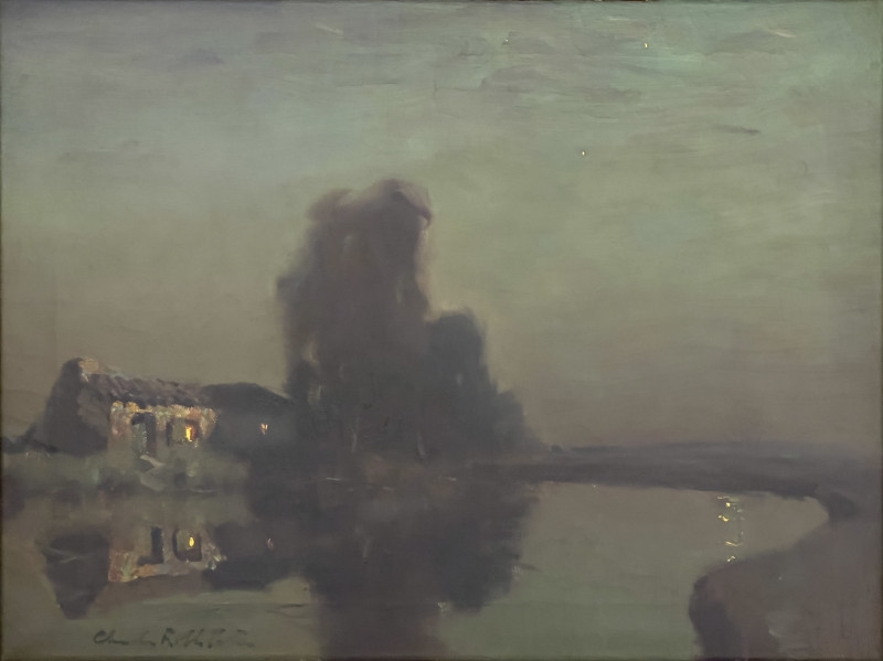 Charles Rollo Peters | Houseboats and Wharf Nocturne (1925) | MutualArt