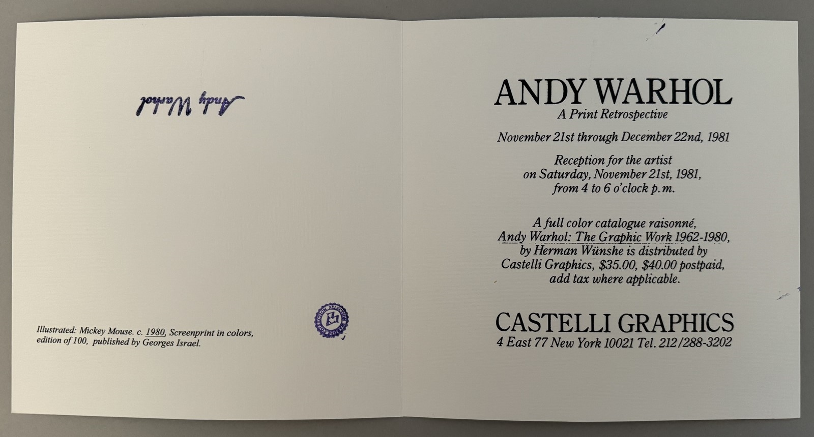 Andy Warhol | A Print Retrospective. Invitation card for the A Print ...
