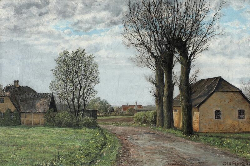 Ole Ring | Road by a farmhouse, Vallenbæk (1966) | MutualArt