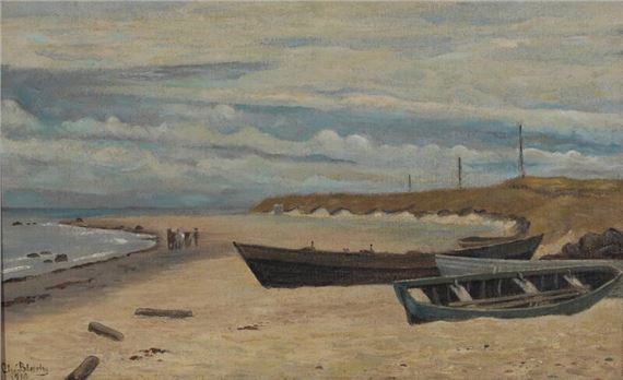 Christian Blache | A beach with boats (1910) | MutualArt